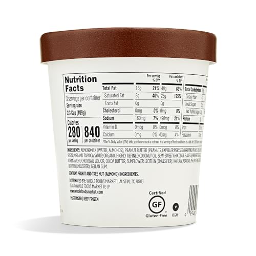 365 by Whole Foods Market, Ice Cream Non Dairy Chocolate Chip Peanut Butter, 1 Pint