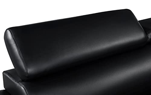 Blackjack Furniture 4571 Veal Collection Leather Upholstered Modern Living Room Loveseat, Black