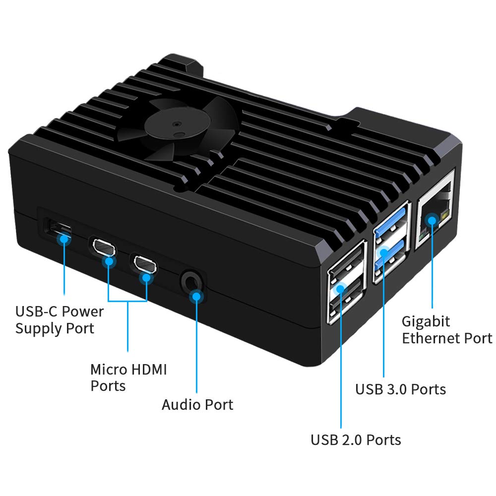 GeeekPi Armor Case with PWM Fan for Raspberry Pi 4, Pi 4 Passive Aluminum Alloy Case with PWM Cooling Fan for Raspberry Pi 4 Model B/Pi 4B/Pi 4 (3510 PWM Fan)