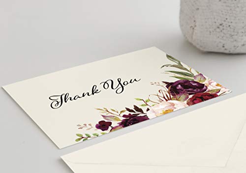 Funeral Thank You Cards - Sympathy Bereavement Thank You Cards With Envelopes - Message Inside (25, Rose)