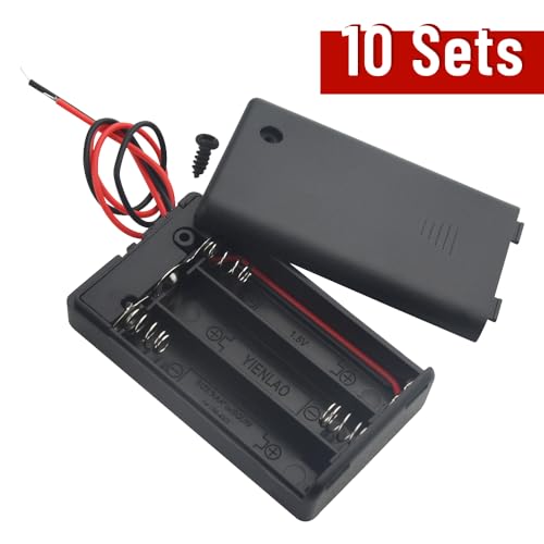 WMYCONGCONG 10 PCS 3 AAA 4.5V Battery Holder with Switch 3X 1.5V AAA Battery Holder with Leads