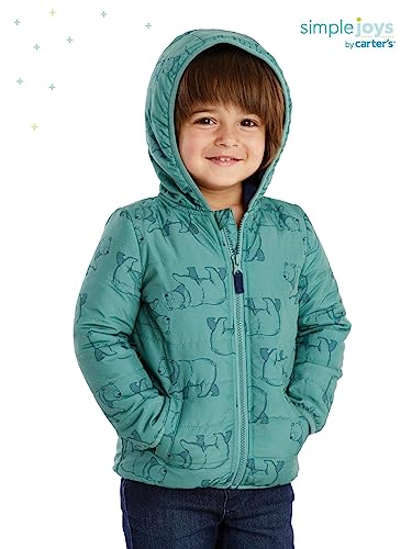 Simple Joys by Carter's Baby Boys' Puffer Jacket, Green Bear, 18 Months