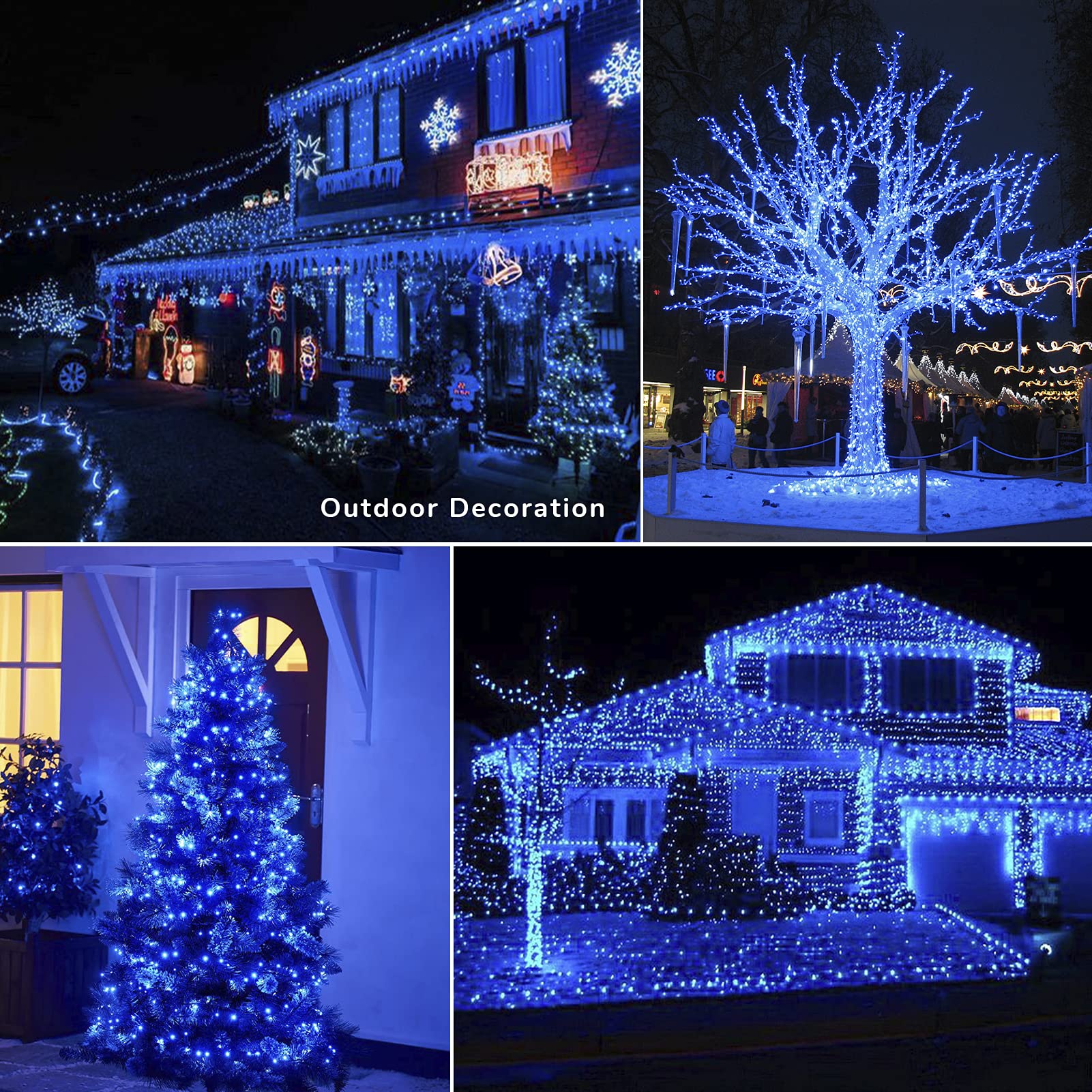 300 LEDs String Lights 108Ft Indoor Outdoor Decor Christmas Fairy String Lights, 8 Modes Waterproof Fairy Twinkle Decorative Lights for Home Halloween Wedding Yard Tree Party Decoration(Blue)