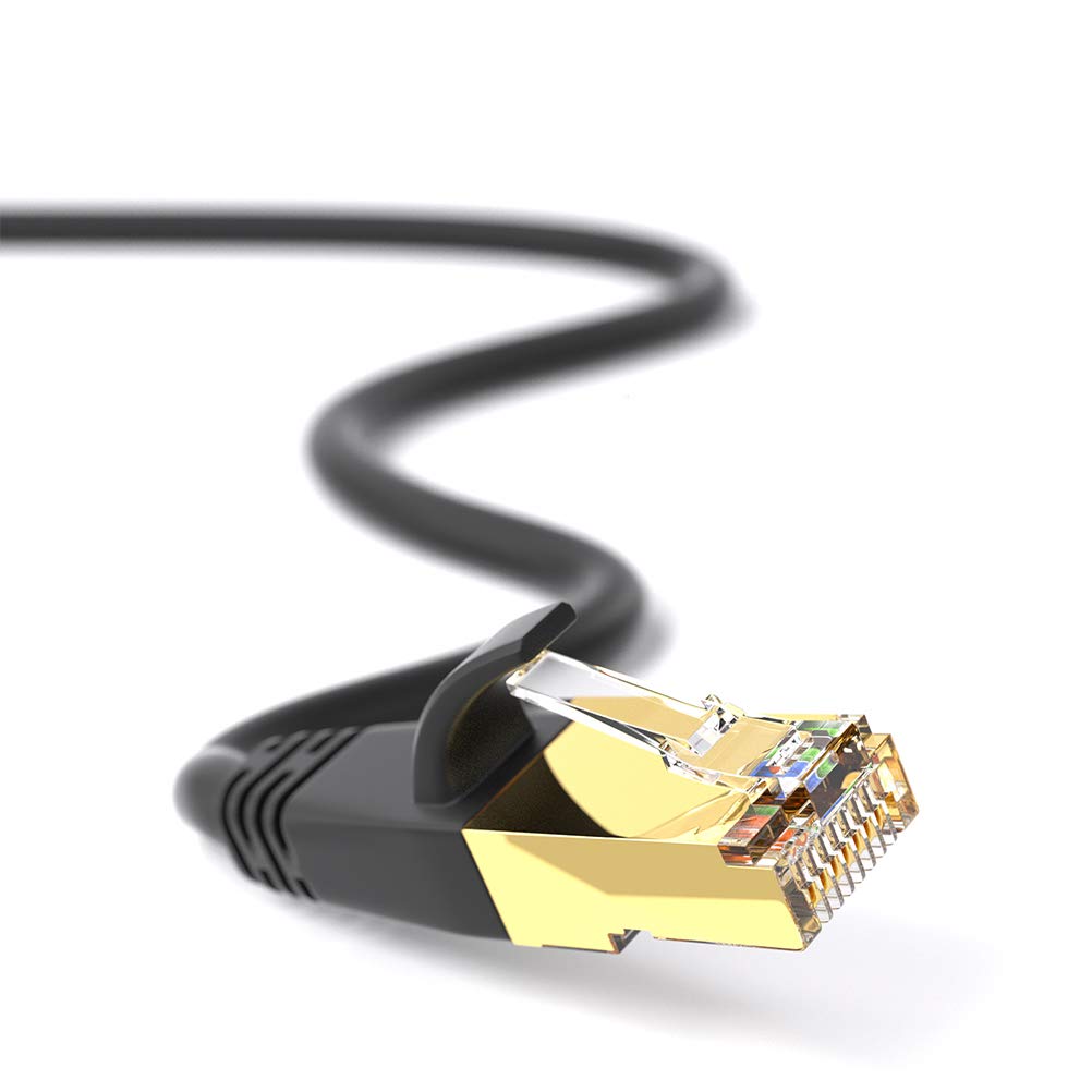 Network Cable, Shielded Ethernet Cable, Cat8 10 Feet (2 Pack), Gold Plated RJ45 Connectors, 26AWG Cat8 Network Cable, Weatherproof 40Gbps 2000Mhz S/FTP LAN Cables for Gaming, Xbox, Modem, Router, PC