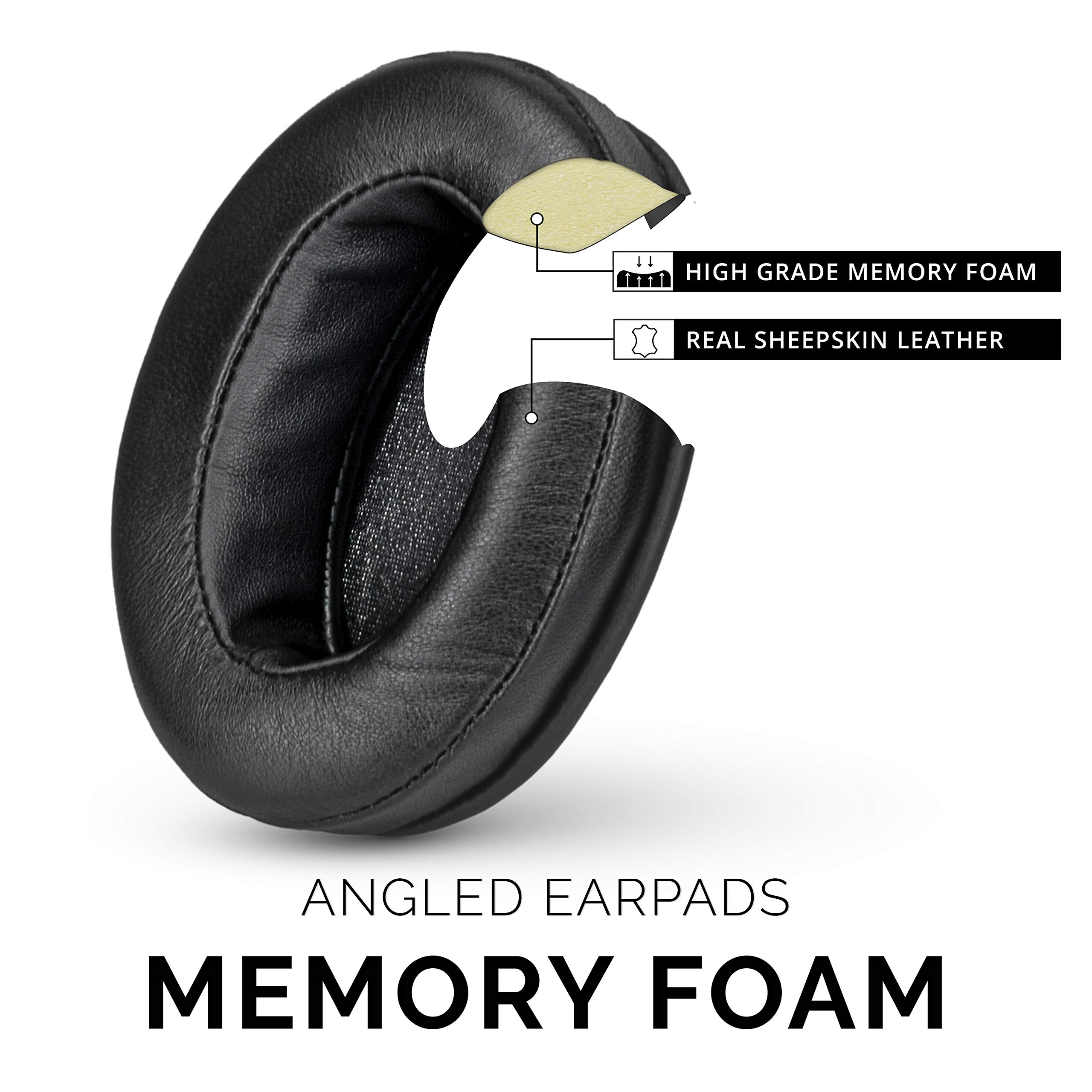 Brainwavz Sheepskin Leather Angled Memory Foam Earpad - Suitable for Large Over The Ear Headphones - AKG, HifiMan, ATH, Philips, Fostex