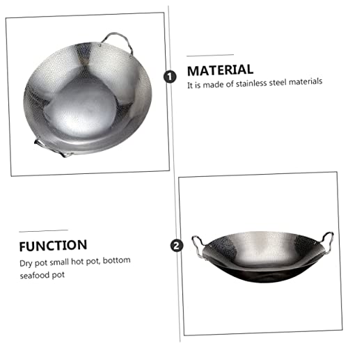 Angoily Stainless Steel Seafood Pot Stove Burner Pans Korean Ramen Pot Metal Cooking Utensils Kitchen Gadget Gas Range Shabu Pot Non- Stick Paella Pan Kitchen Cookware Double Ear Ramen Pot