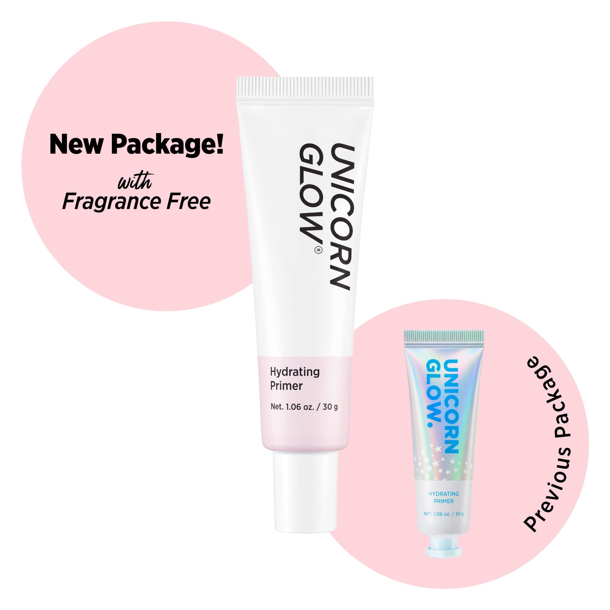 UNICORN GLOW Hydrating Primer - Makeup Grip Gel Primer Hydrating face primer, Pore blurring smoothing Long lasting make up Vegan Cruelty-Free [2023 Updated Package is White]