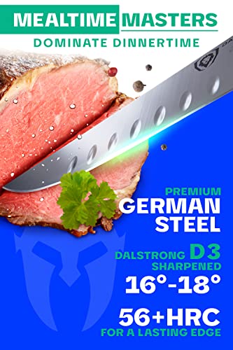 Dalstrong Gladiator Elite Series Forged High Carbon German Steel Steak 4-Piece Kitchen Knife Set with Black G10 Handle, 5 Inches, Sheaths Included