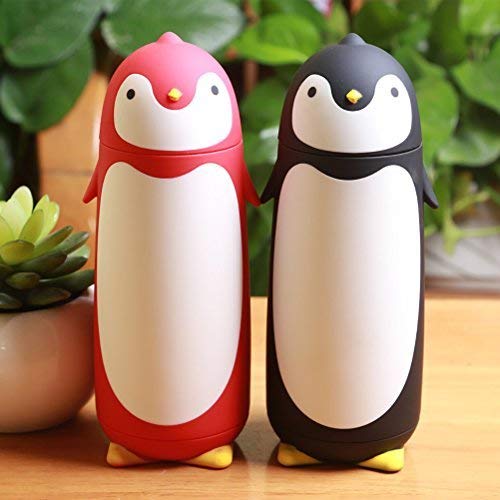 ChezMax Penguin Vacuum Thermos Stainless Steel Water Bottle Travel Mug Flask for Kids Children Student 9.5oz blue