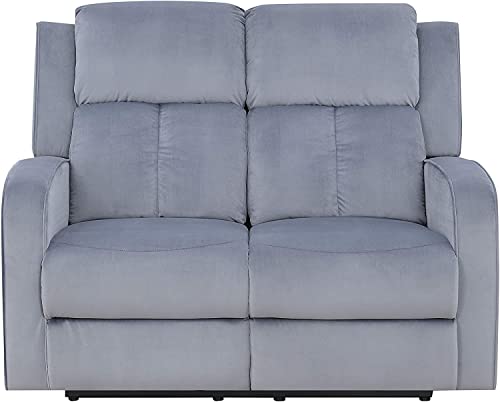 AC Pacific Dale Living Room Manual Reclining Sofas, Modern Upholstered Couch with Curve Arms and Padded Back Cushions, Loveseat, Flint Grey