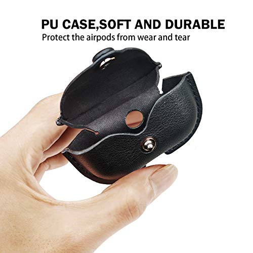 MODOS LOGICOS Charging Case Cover for Apple Air Pods Pro, Leather Case with Secure Snap-Fastener Compatible with Apple AirPods Pro 1st (2019) / AirPods Pro 2nd (2022) Charging Case - Black