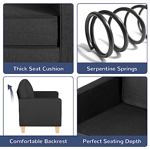 AODAILIHB Accent Chairs for Living Room with Arms Oversized Big Chairs Mid-Century Modern Reading Chair Comfy Club Chair, Bedroom Office Arm Chairs Easy Assembly (1, Dark Grey)