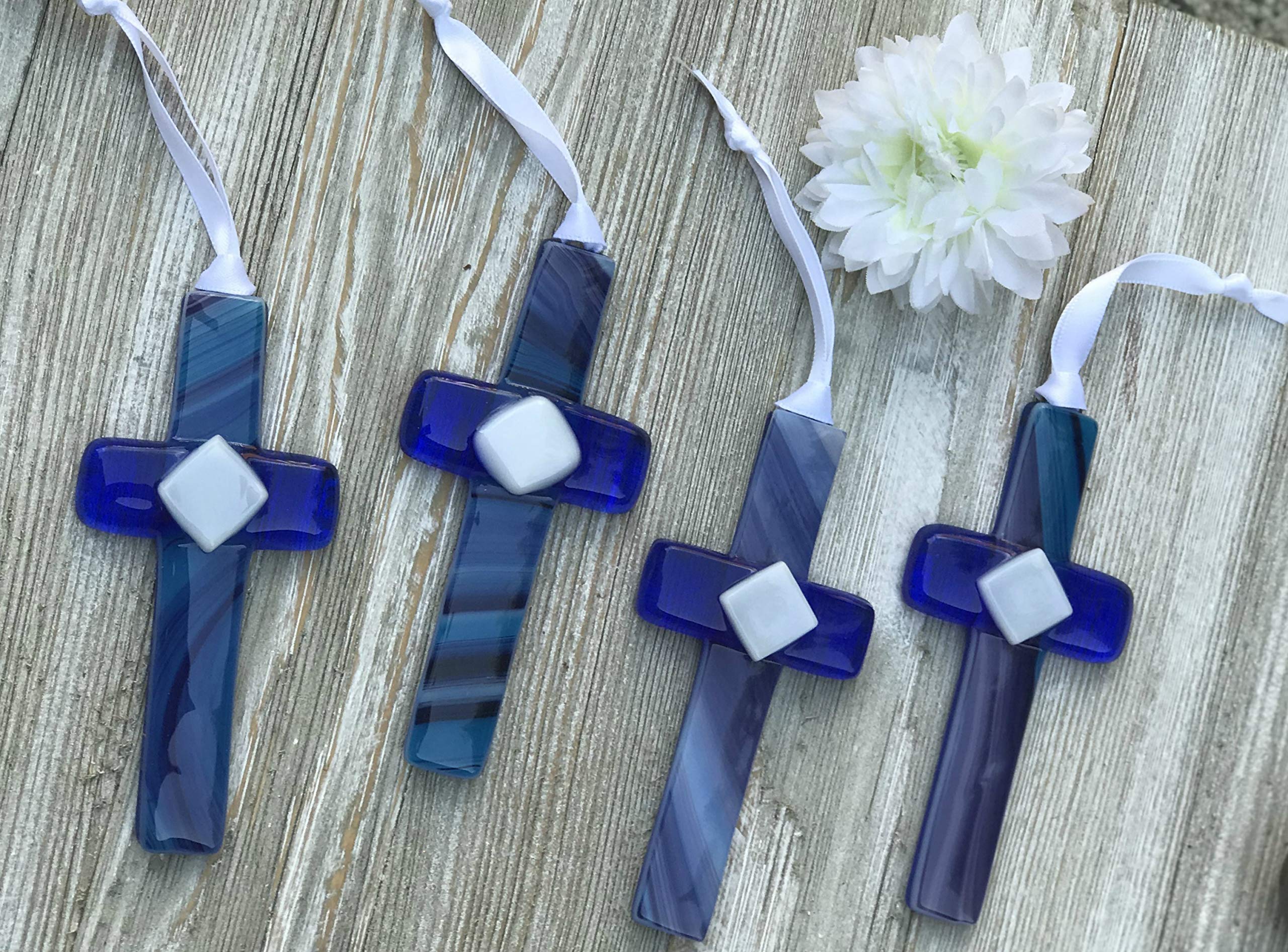 The Grandparent Gift Co. Made Like You Handmade Glass Cross Gift for Brother, Blue