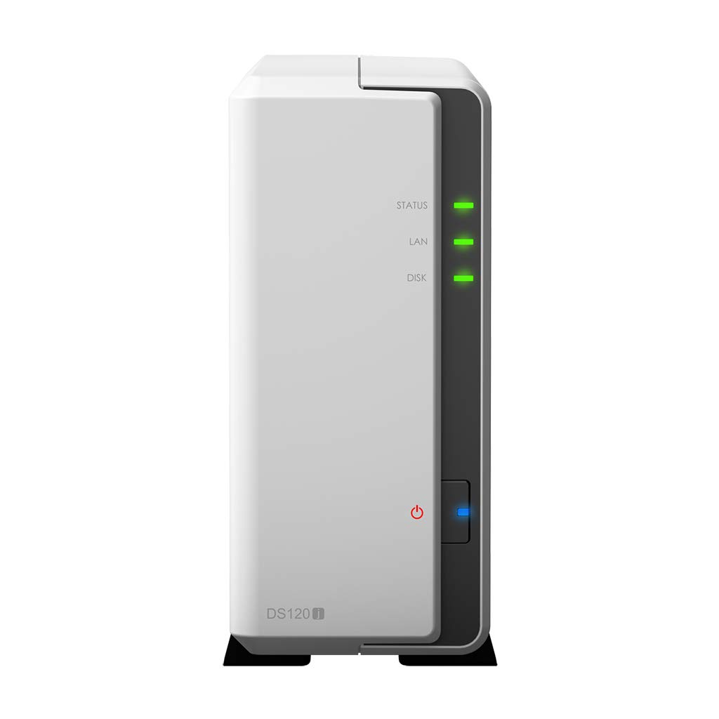 Synology DiskStation DS120j Mini Desktop NAS Server, Marvell Armada 3700 88F3720, 512MB DDR3L, 8TB SATA, Synology DSM Software