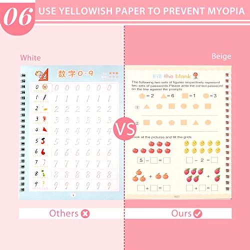 Sank Magic Reusable Practice Copybook for Kids - The Print Handwiriting Workbook-Writing Practice Book for Children (Four Books with Pen)