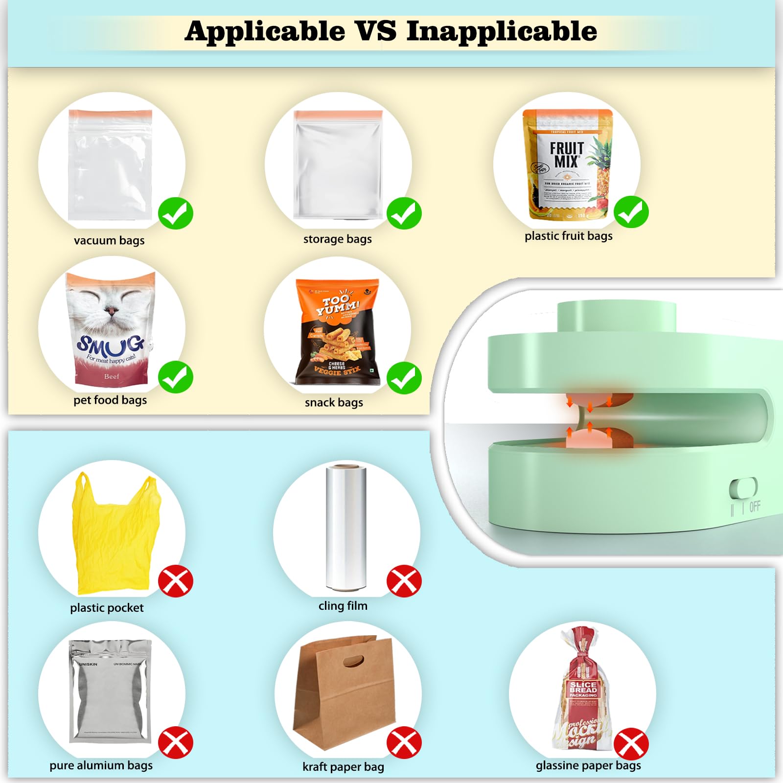 ππππ‘ππ«π ππππ₯π Mini Bag Sealer, 2 in 1 Heat Sealer and Cutter for Snack Chip Plastic Bags, for Food Storage and Freshness