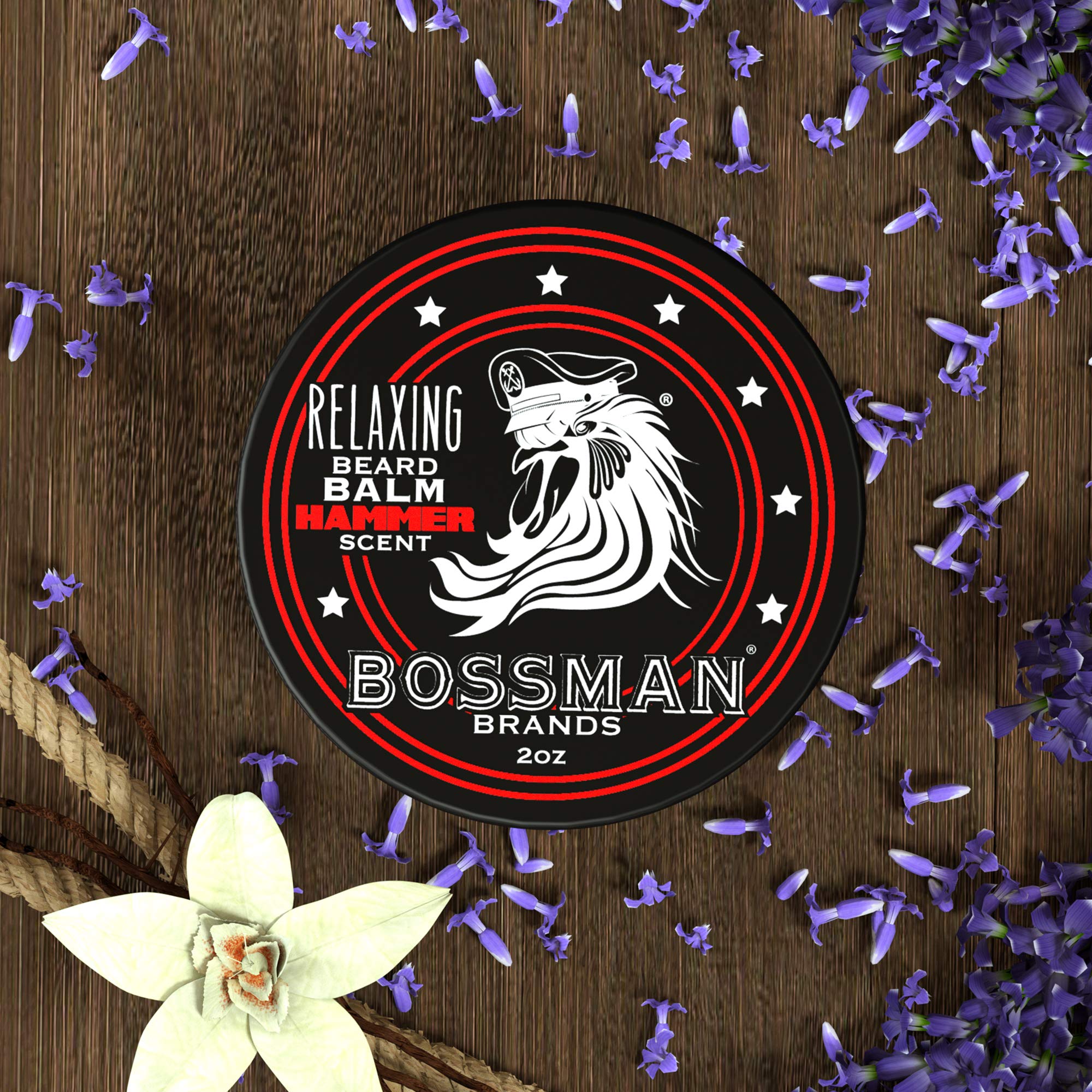 Bossman Relaxing Beard Balm - Beard Tamer, Relaxer, Thickener and Softener Cream - Beard Care Product - Made in USA (Hammer Scent)