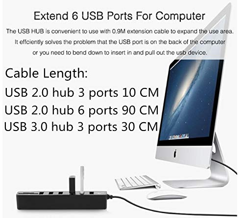 Leya-US LEYAYA Multi USB 2.0 Hub USB Splitter High Speed 6 Ports with TF SD Card Reader(Black) (Color : White)
