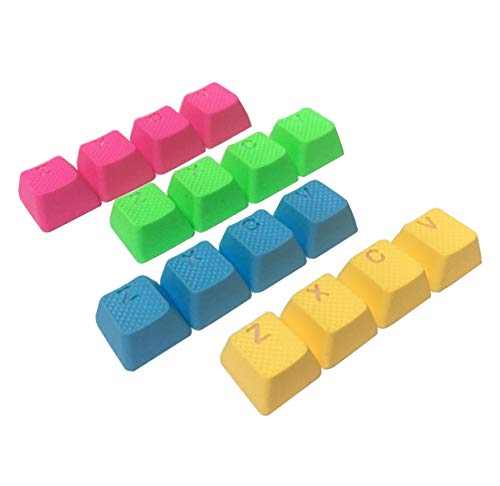 Rubber Gaming Backlit Keycaps Set - 4 Keys for Z, X, C, V, Cherry MX Mechanical Keyboards Compatible OEM (Neon Green)