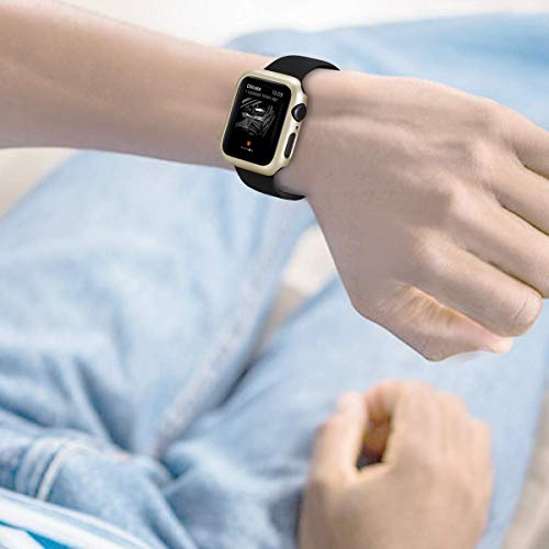 Leotop Compatible with Apple Watch Series 6 5 4 SE Case 44mm 40mm, Super Thin Bumper Protector PC Hard Cover Lightweight Slim Shockproof Accessories Matte Frame Compatible iWatch (Gold, 40mm)