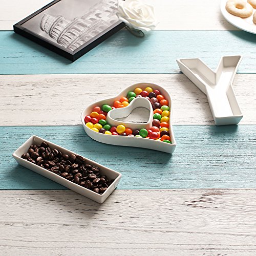 Coffeezone Ceramic Small Letter Dish & Plates for Candy/Nuts Ideas, Wedding Party Decor (Letter S)