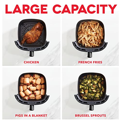 DASH Tasti-Crisp™ Electric Air Fryer Oven Cooker with Temperature Control, Non-Stick Fry Basket, Recipe Guide + Auto Shut Off Feature, 1000-Watt, 2.6Qt, Black