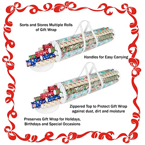 Elf Stor 83-DT5054 Gift Wrap Storage Bags Holds 40-Inch Rolls of Paper-2 Pack, Clear,X-Large