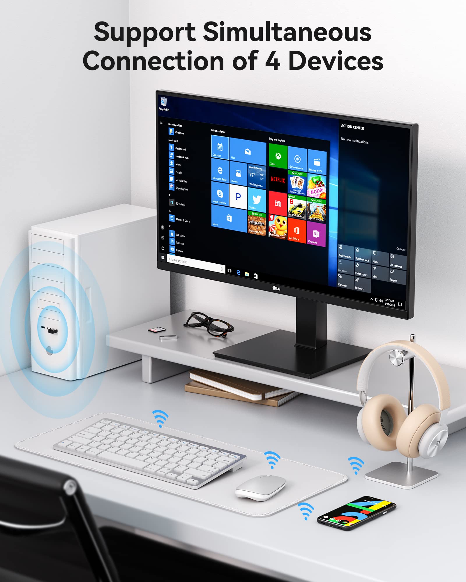 Maxuni USB Bluetooth Adapter for PC 5.0, Bluetooth Dongle 5.0 Adapter,for Laptop Keyboard Mouse Headsets Speakers, Long Range Bluetooth Supports Windows 11/10/8.1(Plug and Play)