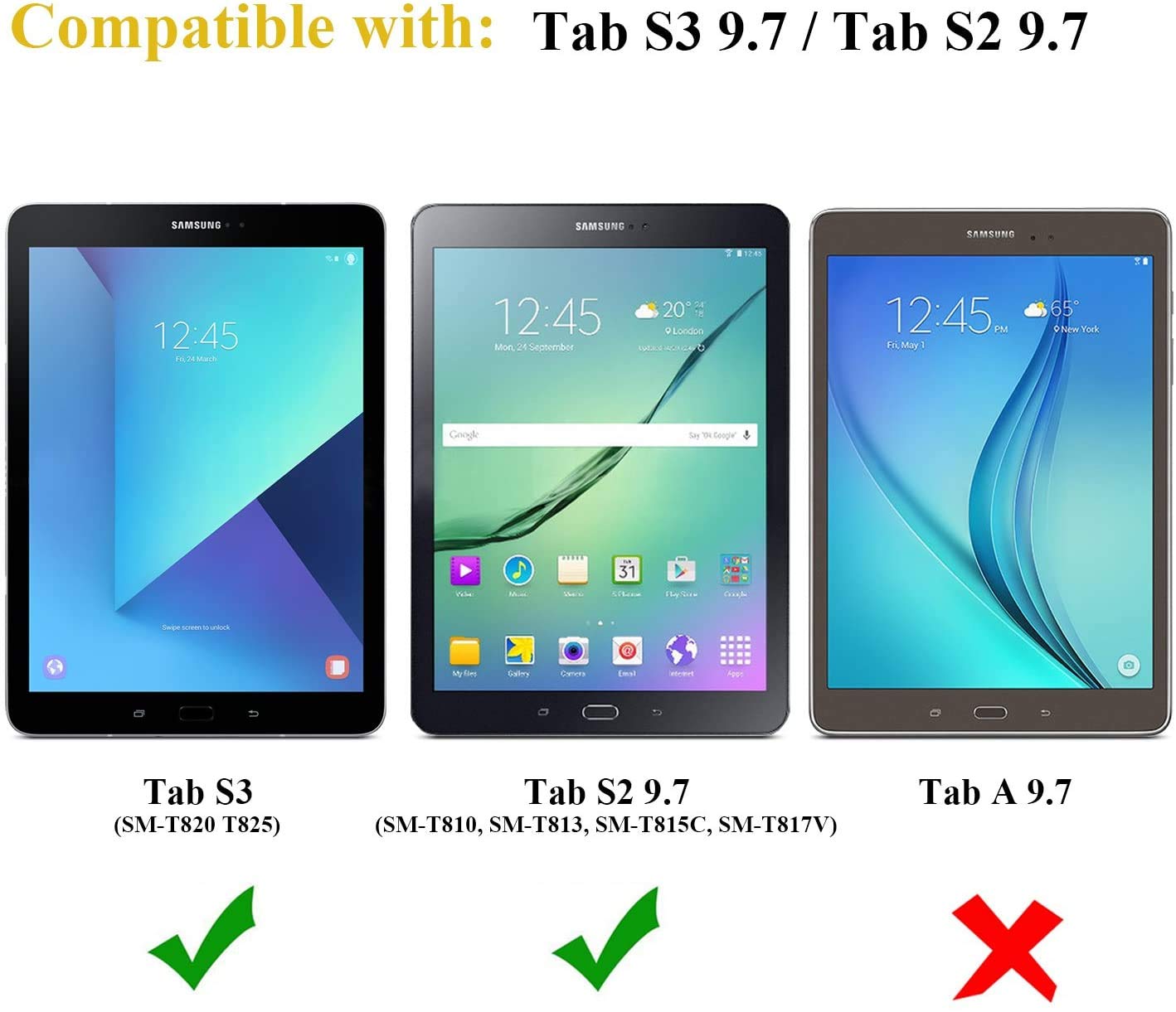TANTEK [2-Pack Screen Protector for Samsung Galaxy Tab S3 / Galaxy Tab S2 9.7 Inch,Tempered Glass Film,Ultra Clear,Anti Scratch,Bubble Free,S Pen Compatible