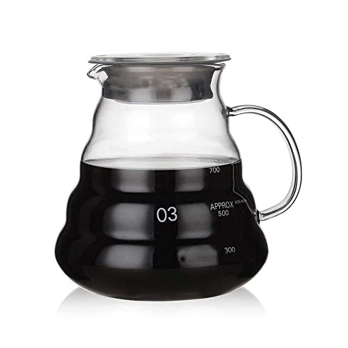 COFIMEFO Coffee Server, V60 Standard Glass Coffee Carafe Pour Over Coffee Pot, Clear, 800 ML/27 OZ