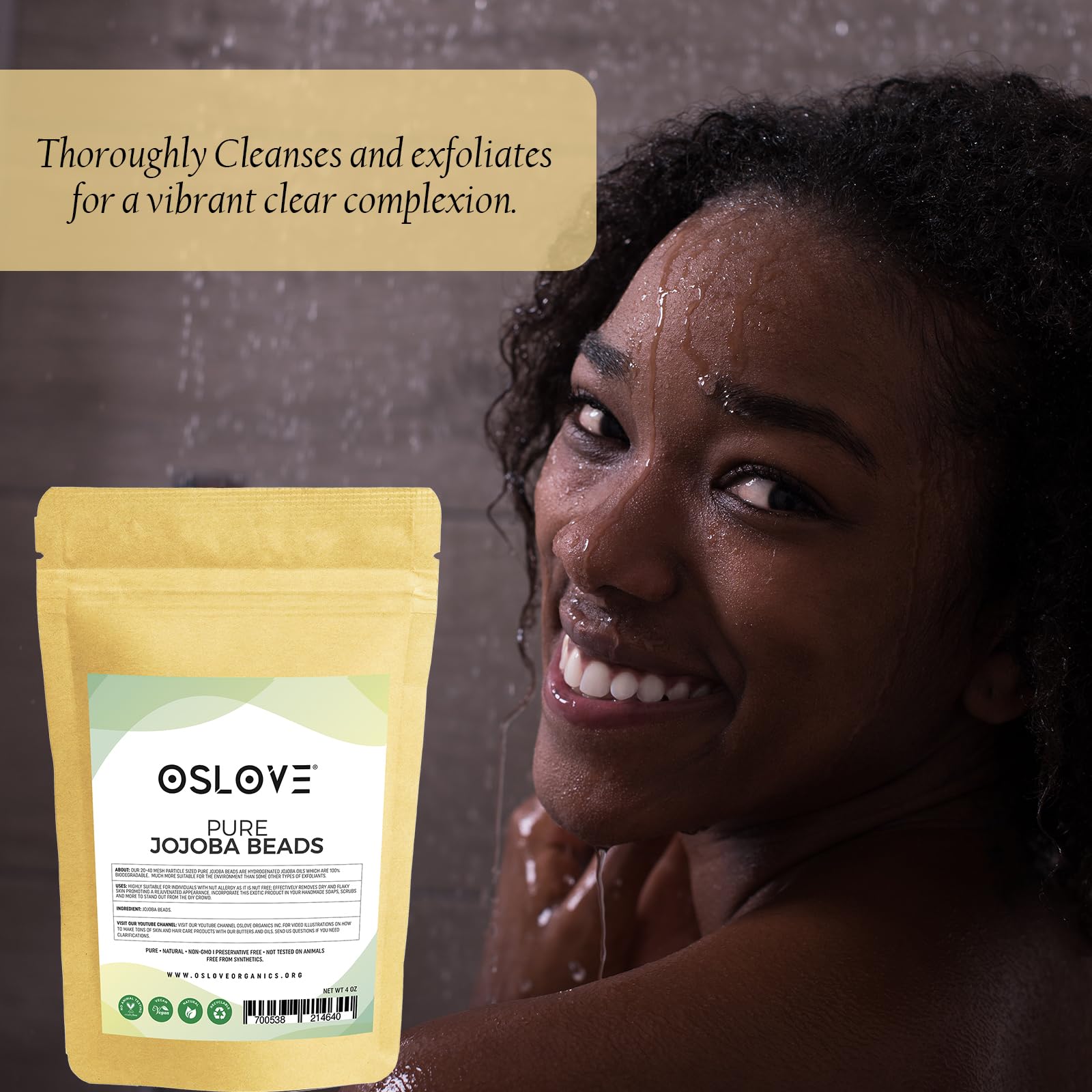 Oslove Organics Pure Jojoba Beads- 20/40 Mesh Size | Cleanses and Exfoliates Skin | Use in Soaps, Cleansers & Scrubs- 4oz