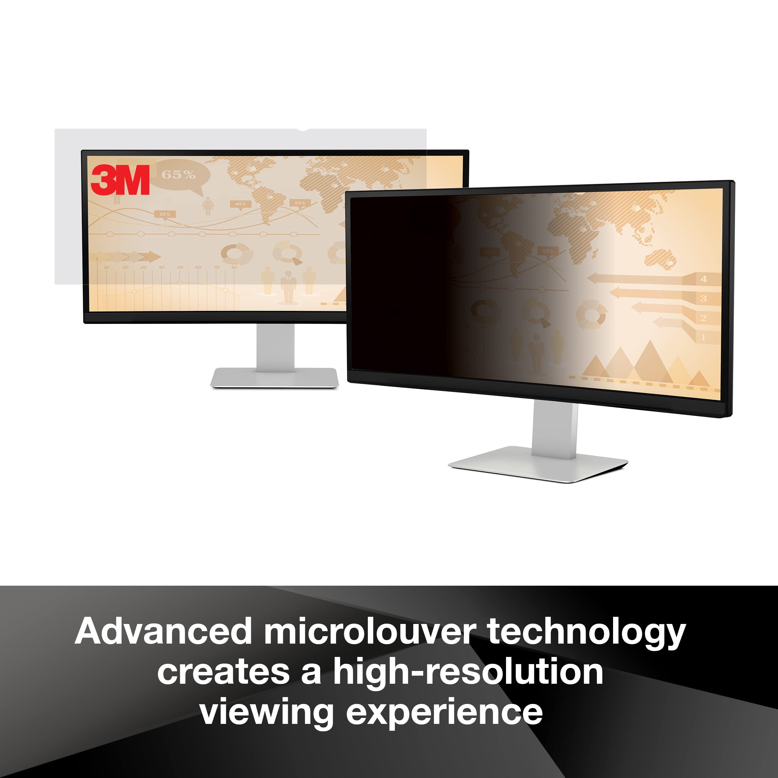 3M Privacy Filter for 24 Inch Widescreen Monitor, Reversable Gloss/Matte, Reduces Blue Light, Screen Protection, 16:9 Aspect Ratio (PF240W9B) , Black