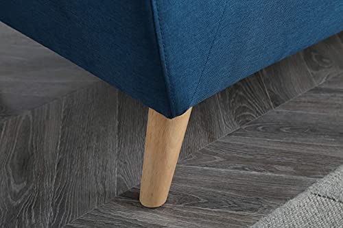 Greatime Linen Fabric Upholstery Modern Design Loveseat with Toss Pillow and Wood Legs