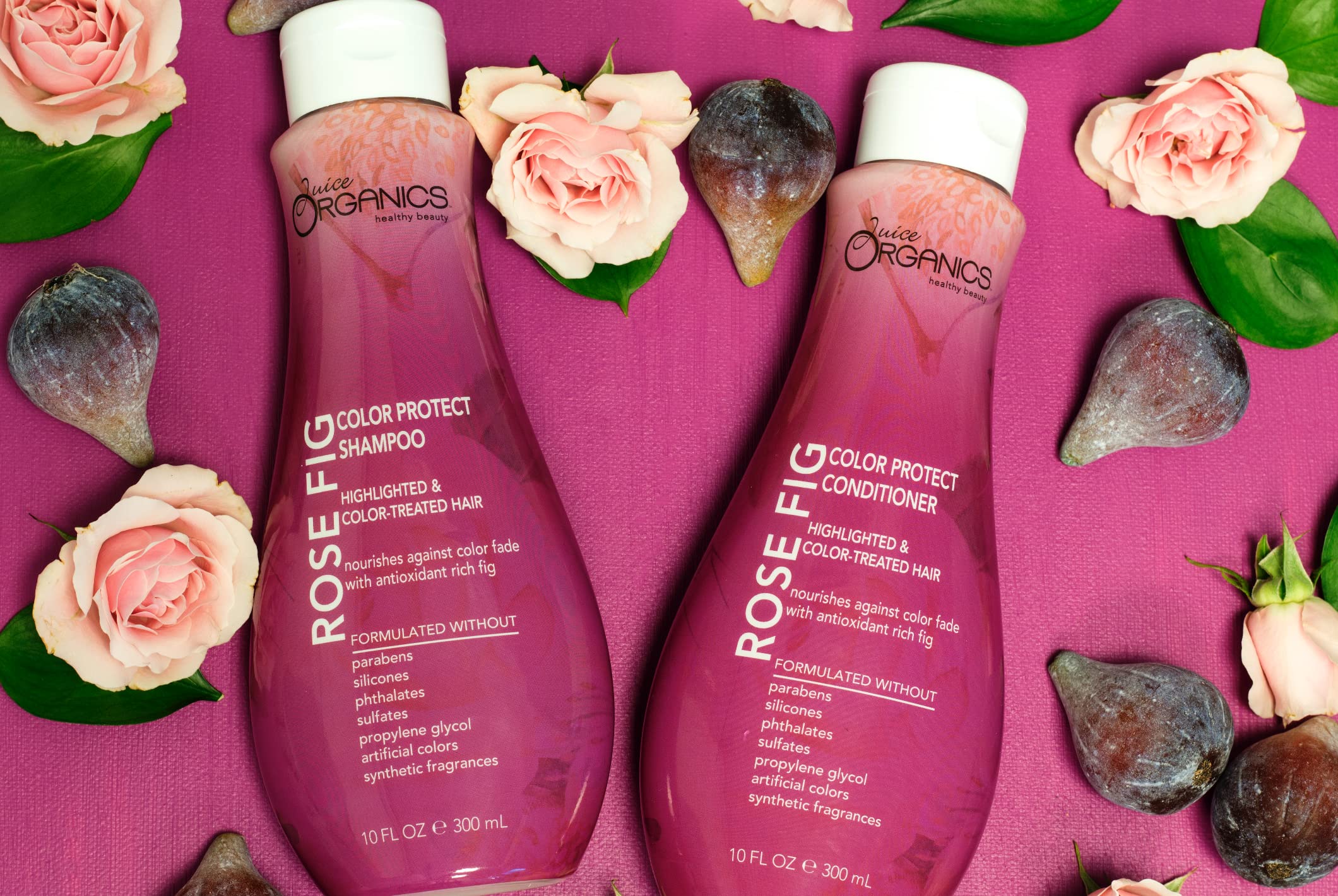 Juice Beauty Rose Fig Color Protect Shampoo - 300 mL - Deeply Cleanses, Boosts Shine + Enhances Volume - For Highlighted + Color-Treated Hair - Vegan, Cruelty Free