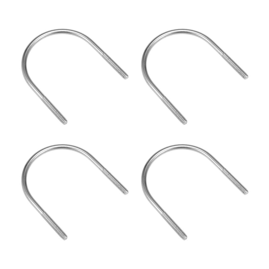 uxcell U-Bolts 4pcs 2.4"(61mm) Inner Width 81mm Length M6 304 Stainless Steel U-Bolt Fastener for 60mm Pipe Dia