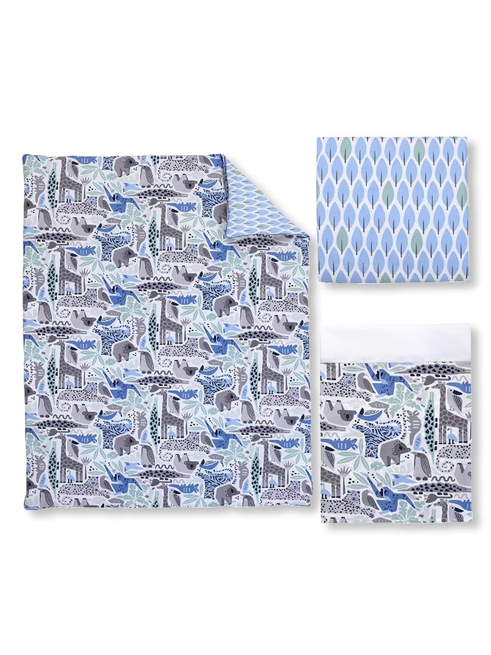 Dwell Studio Safari Skies Animal/Jungle 3 Piece Crib Bedding Set, Blue/Gray/Green/Taupe