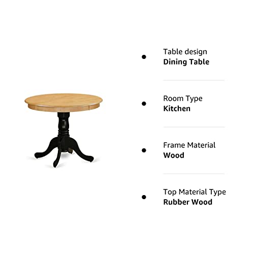East West Furniture Antique Modern Dining Round Kitchen Table Top with Pedestal Base, 36x36 Inch, Ant-obk-tp