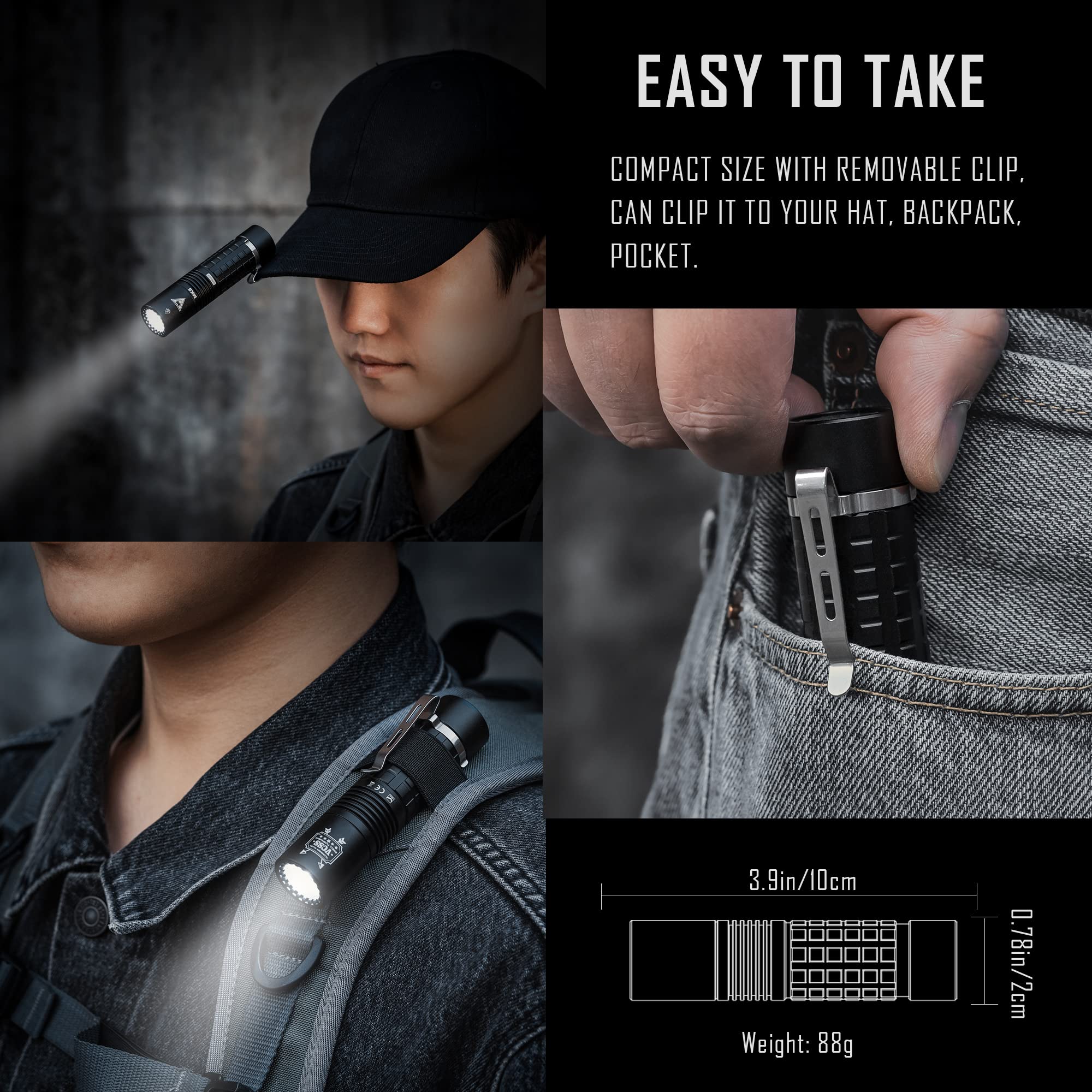 VIPERADE LED Flashlights, Mini Flashlight, Ultra Bright, Powerful Rechargeable Flashlights, Durable Pocket Flashlight for Outdoor, Camping, Hiking and Emergency (MK8)