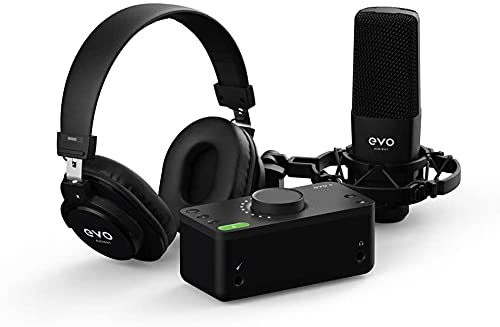 Audient EVO Start Recording Bundle with EVO 4 2-In/2-Out USB Audio Interface, SR1 Condenser Mic, SR2000 Headphones, Shockmount, XLR Cable, Instrument Cable, and Austin Bazaar Polishing Cloth