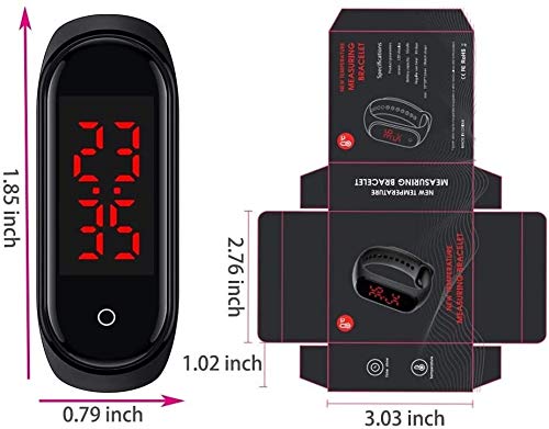 TRACER Bracelet Smart Wristband Watch Body Temperature Measuring Real-time Display Smartwatches,Waterproof - Black