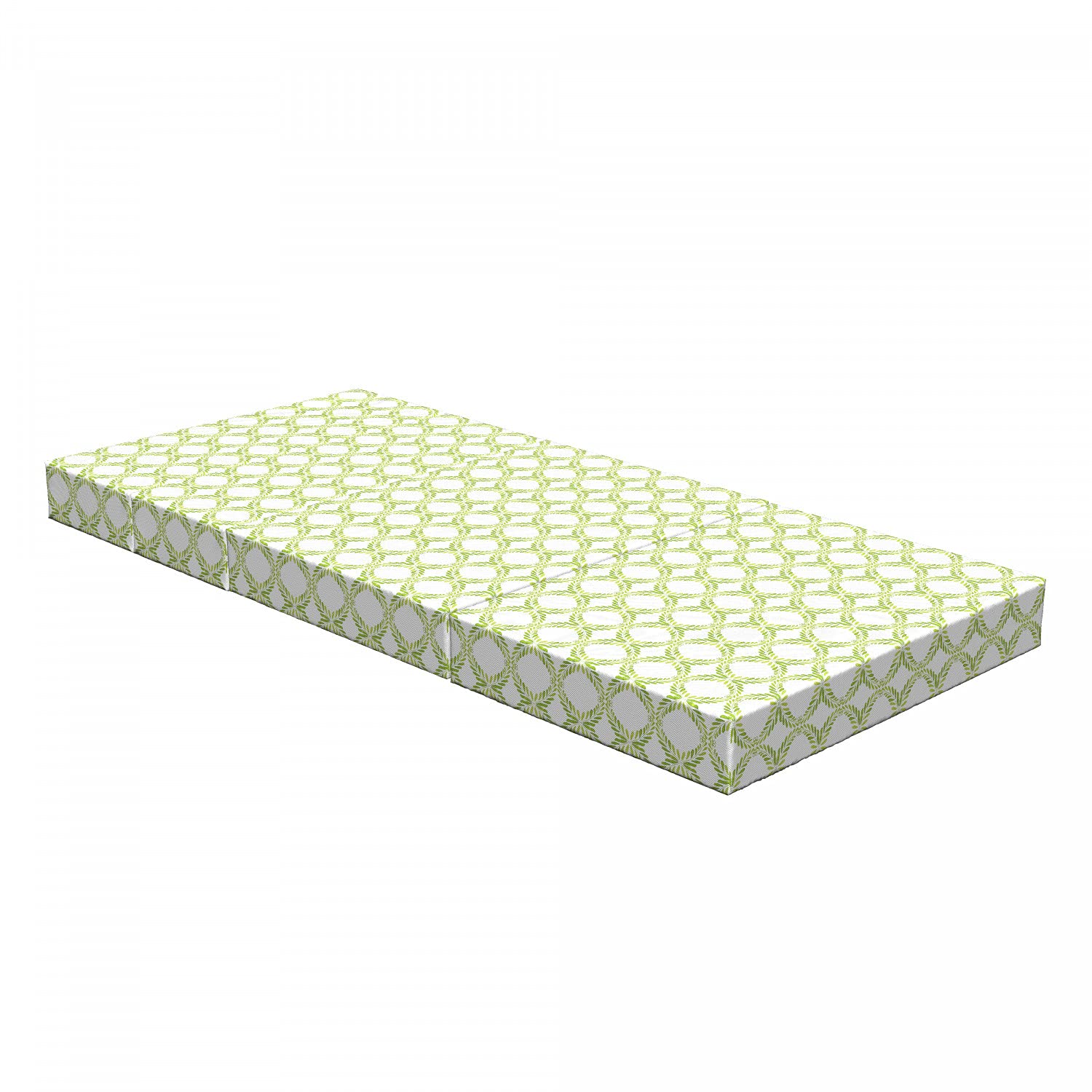 Ambesonne Floral Foldable Mattress, Laurel Wreath Illustrations, 74.8" x 35.4", Lime Green Yellow Green