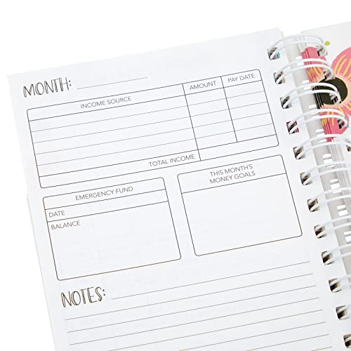 Floral Monthly Budget Planner, Bill Organizer with 24 Pockets, Debt Payoff Tracker, Payment Checklist (5 x 7 In)