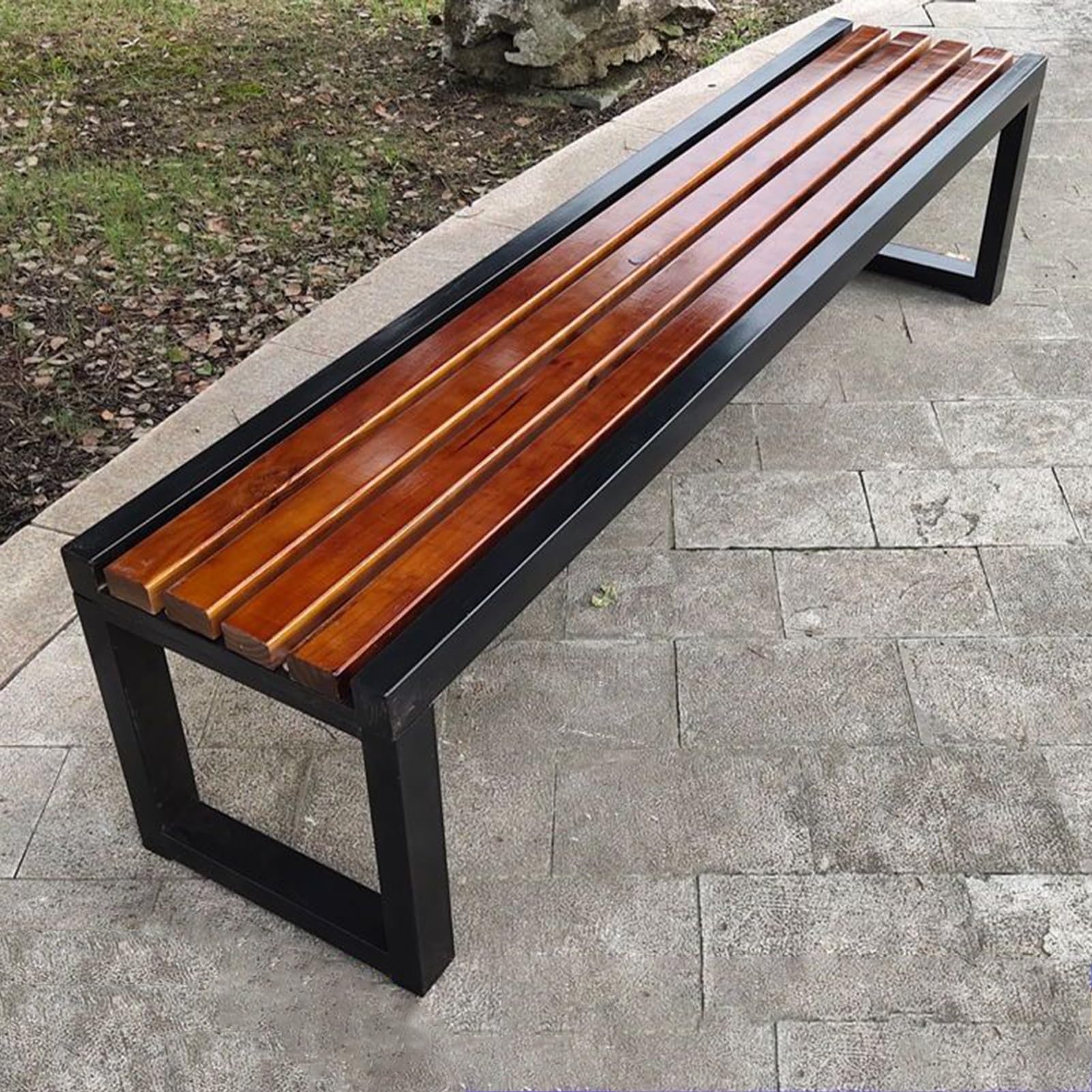 VOLDAX Outdoor Bench Seat - Backless Patio Garden Bench, Anti Corrosive Solid Wood Park Benches, for Outdoor Beach, Sunbathing, Patio, Pool, Lawn, Outdoor Furniture (Size : 150cm/59in)