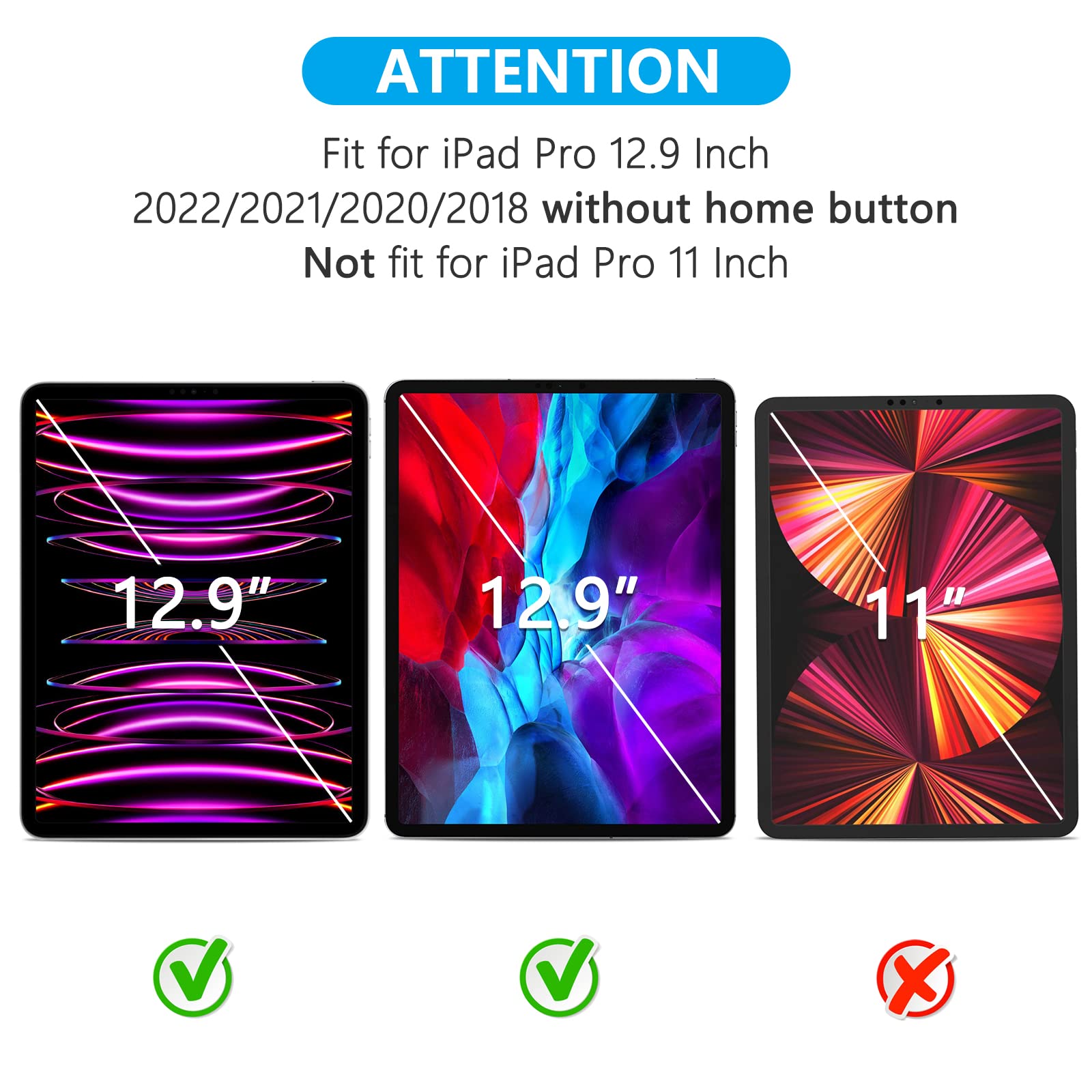SPARIN 2 Pack Screen Protector Compatible with iPad Pro 12.9 inch 2022/2021/2020/2018 Released (6th/5th/4th/3rd) without Home Button, Tempered Glass Screen Protector Work with Face ID