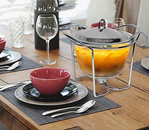 Galashield Stainless Steel with Glass Dish Buffet Server Food Warmer Chafing with Ladle for Soup (4-Quart Capacity)