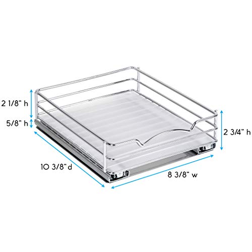 Pull Out Spice Rack Organizer for Cabinet, Heavy Duty-5 Year Limited Warranty, Chrome 8-3/8"Wx 10-3/8"D x 2-1/8 H Slide Out for Upper Kitchen Cabinets and Pantry, Fits Spices, Sauces, Canned Food etc.