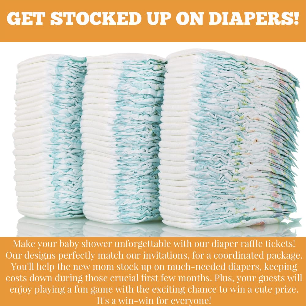 Amanda Creation Baby Under Construction Diaper Raffle Tickets for Baby Boy Showers, 20 2" X 3β Double Sided Insert Cards for Games, Bring a Pack of Diapers to Win Favors & Prizes!