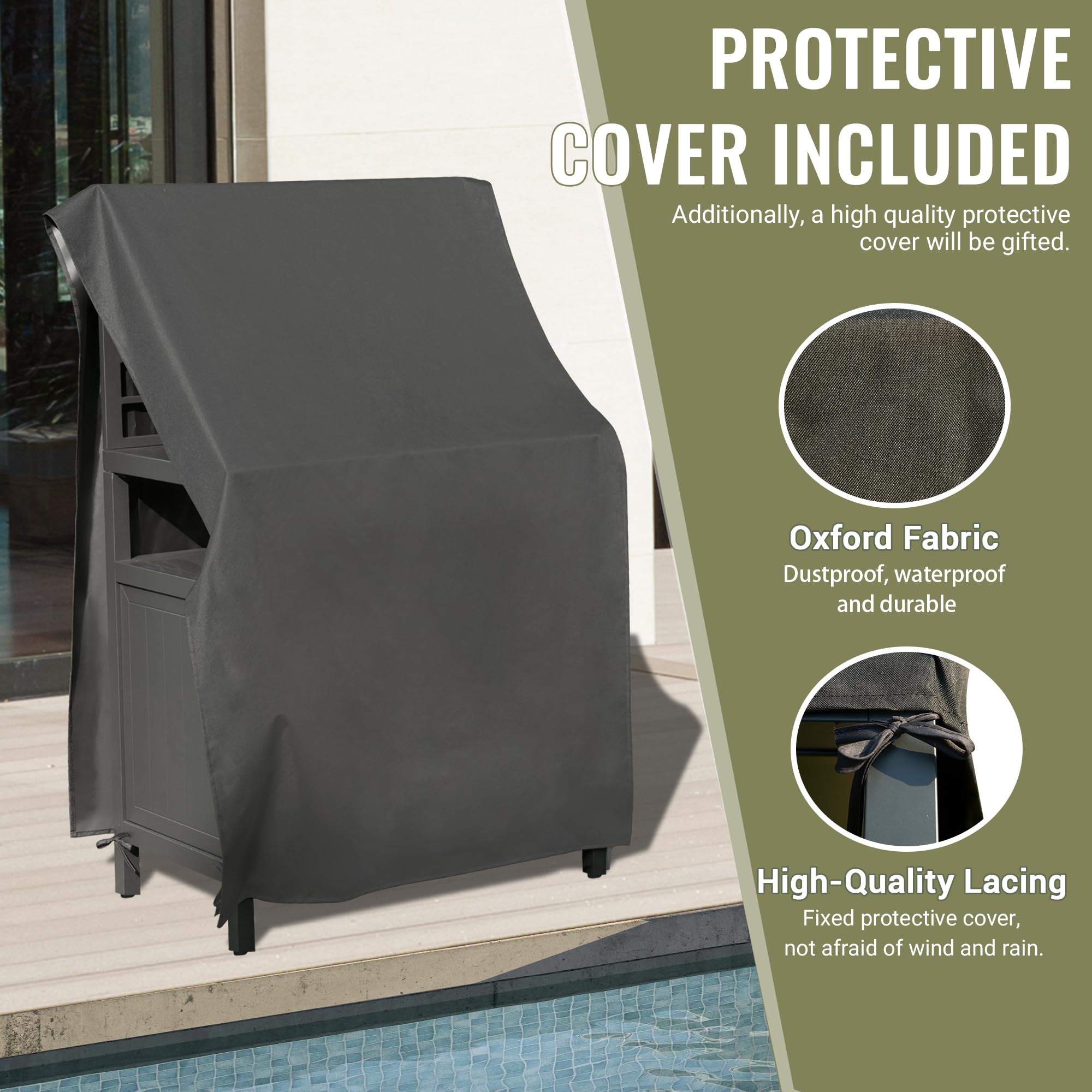 Domi Outdoor Kitchen Series, Modular Kitchen Island Counter with Whole Aluminum Finish & Shelf & Wall Hanging & Countertop & Storage Box & Cover, BBQ Grill Table for Deck Patio, Dark Gray