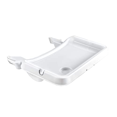 Hauck - Fun for Kids Hauck Alpha Tray + 5-Point Harness, 3 in 1 Table Set for Hauck Wooden Highchair Alpha+, Depth Adjustable Table, Removable Tray, Cup Moulding, Elevated Edge, White