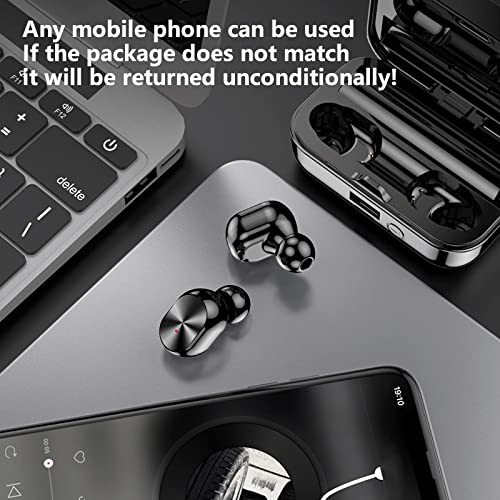 5.2 Binaural Digital Power Display Bluetooth Headset - in-Ear Sports Waterproof Noise Cancellation Built-in Mic Headphones with Charging Case for Running Outdoor Sports(Black)